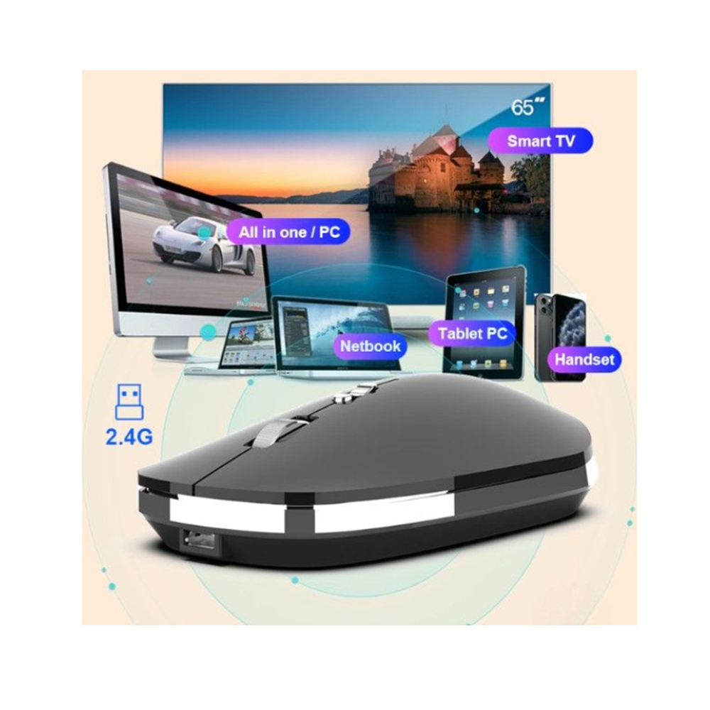 Mouse Inalambrico Recargable 2 en 1 de Aluminio USB Bluetooth Negro ...